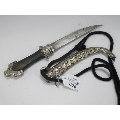 Middle Eastern Ceremonial Dagger with Wooden Handle, silvered mounts ...