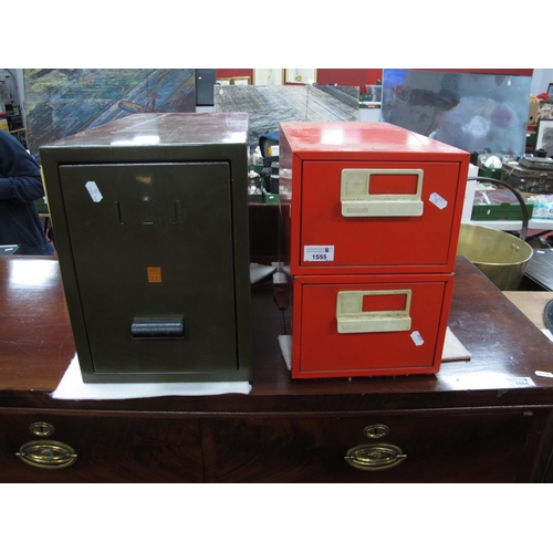 Green Office File, 33cm high, two red examples 16cm (3).