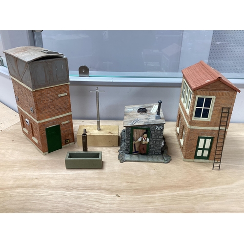 Three Gauge One/10mm Resin Buildings, comprising a signal box, water ...