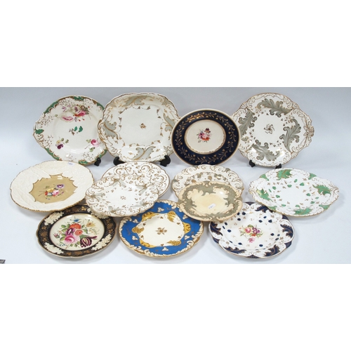 A Collection of Thirteen Rockingham Plates, with floral, vine and ...