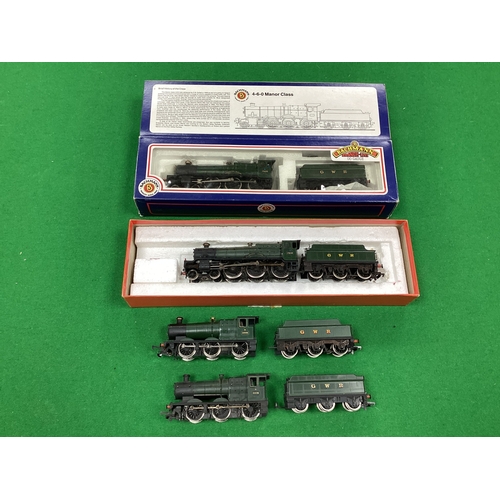 Four 00 gauge GWR steam locomotives: a boxed Bachmann Manor class ...