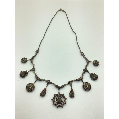 A Highly Decorative Micromosaic Panel Necklace, the crescent shaped ...