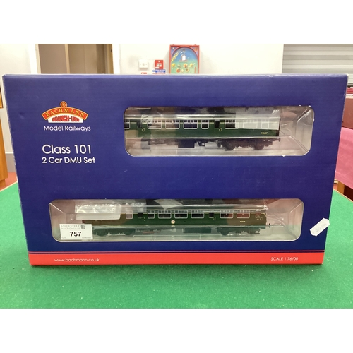 A boxed Bachmann 00 gauge Class 101 two-car DMU set in BR Green with ...