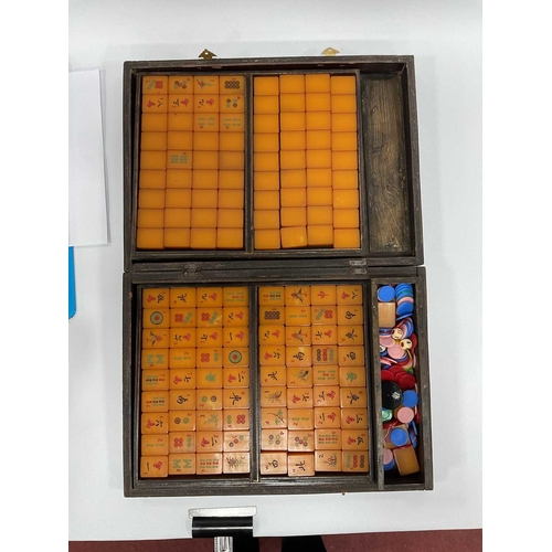 Mah Jong Set, lazy susan, XIX Century walnut inlaid work box ...