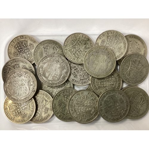 GB Pre 1947 Silver Half Crowns, total weight 300g.