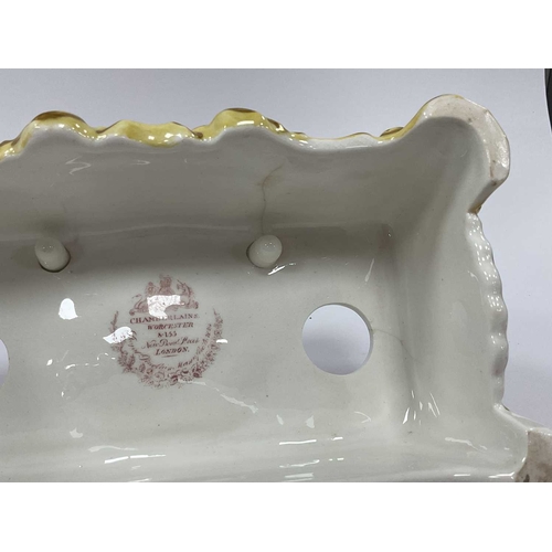 A Chambelain's Worcester Porcelain Desk Stand, of rectangular form with ...