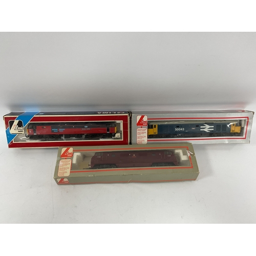 Three boxed Lima 00 gauge diesel locomotives: Warship Class "D838 Rapid ...