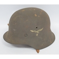 WWII M42 Combat Helmet, textured paint shell with number '5838' stamped ...