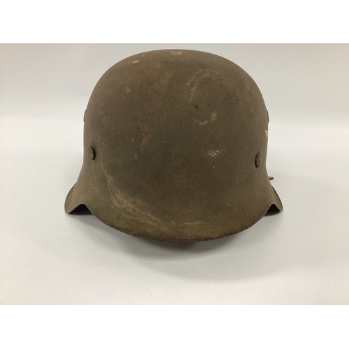 WWII M42 Combat Helmet, textured paint shell with number '5838' stamped ...