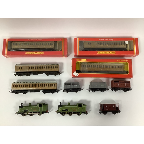 Two 00 gauge LNER branch-line trains, comprising two Lima J50 tank ...