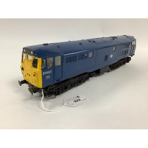 A Nigel Stanley Models 'O' Gauge/7mm Kit Built Class 31 Co-Co Diesel ...