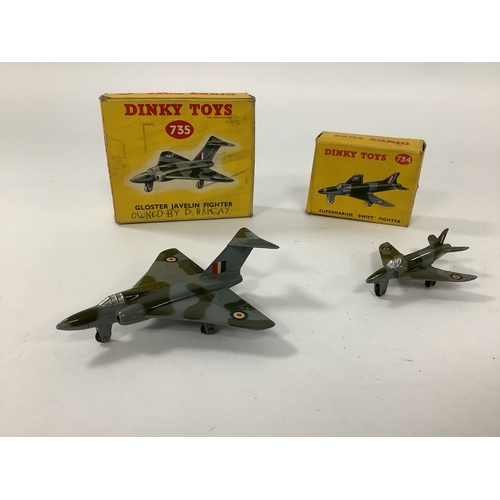 Two Dinky Aircraft No 734 Supermarine 'Swift' and No 735 Gloster ...
