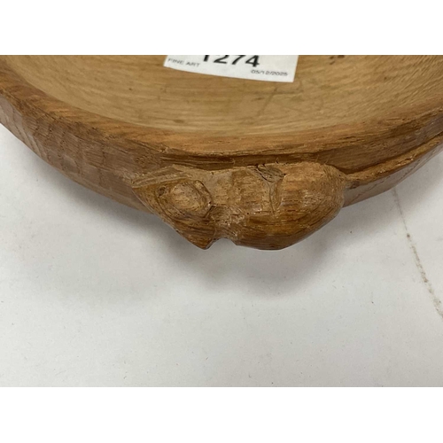 A Robert 'Mouseman' Thompson Oak Nut Bowl of circular form with adzed ...