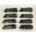 Eight Triang 00 gauge 2-6-2 tank engines in BR green and black liveries ...
