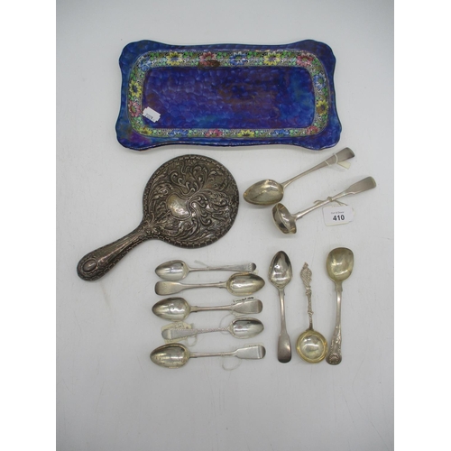 Georgian Edinburgh Silver Toddy Ladle, 9 Silver Spoons and a Silver ...