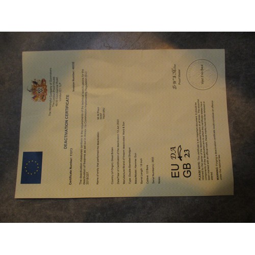 Deactivated Coach Gun, a Double Barrel Shotgun by Ward & Son, with ...