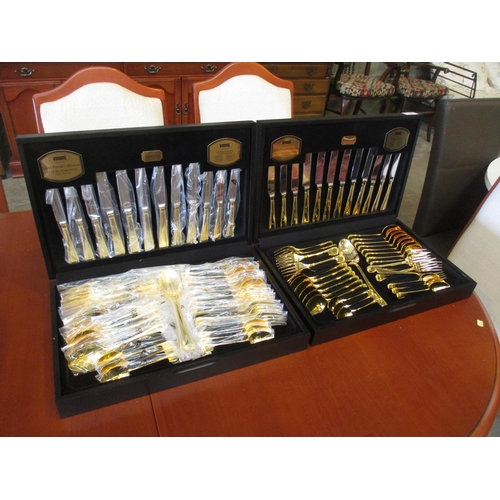 Two Canteens of Viners Gold Plated Traditional Bead Cutlery