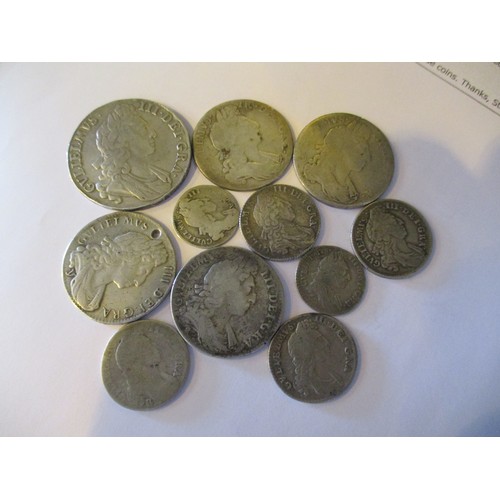 Eleven William III Coins, 1695, 1696, 1697 (4), 1707 (2) and 3 Rubbed