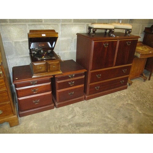 Modern Linen Chest and Pair of Bedside Chests
