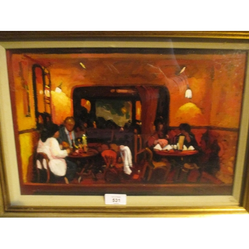 Joe McIntyre, (Scottish, Born 1940), Oil on Canvas Panel, The Red Cafe ...