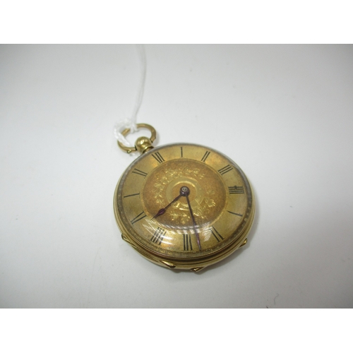 Ladies 18K Gold Open Face Fob Watch, 33.39g, 3.7cm diameter