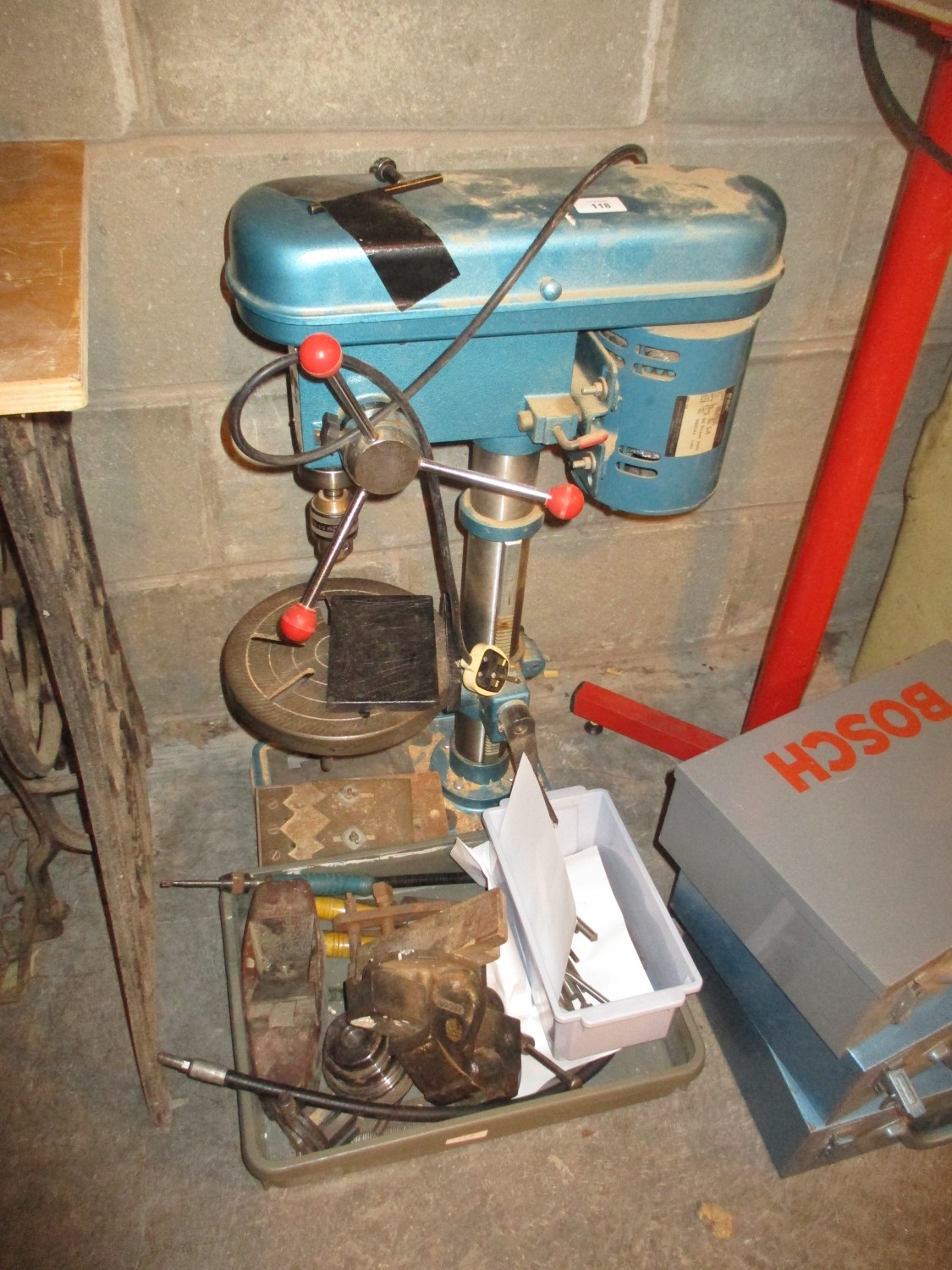 GEC Vertical Drill and Box of Drill Bits etc