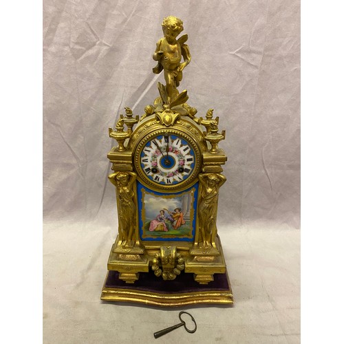 A 19th Century French mantel clock stamped P.H Mourey with blue Paris ...