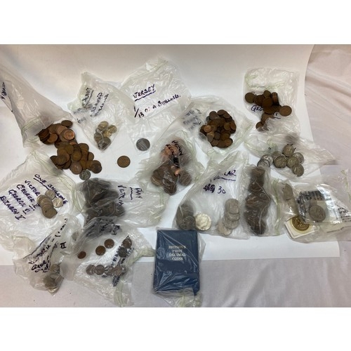 A selection of coins including Britain's Decimal coins, pennies ...