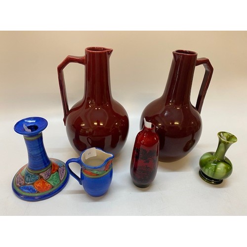 A pair of Lear pottery jugs after a design by Dr Christopher Dresser ...