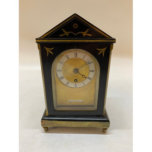 A 19th Century small mantel clock by Edward Simmons, engine turned ...