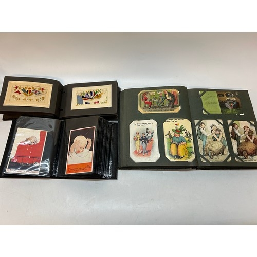 Three albums of postcards including humorous, Donald Magill, RMS ...