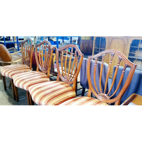 Set of four reproduction mahogany Hepplewhite style pierced shield back ...