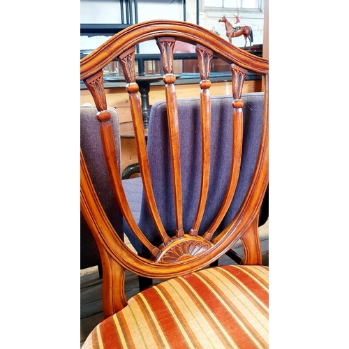 Set of four reproduction mahogany Hepplewhite style pierced shield back ...