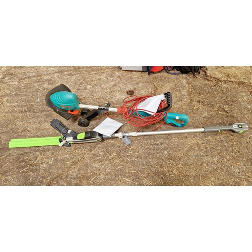 G-tech long arm hedge cutters and Bosch strimmer