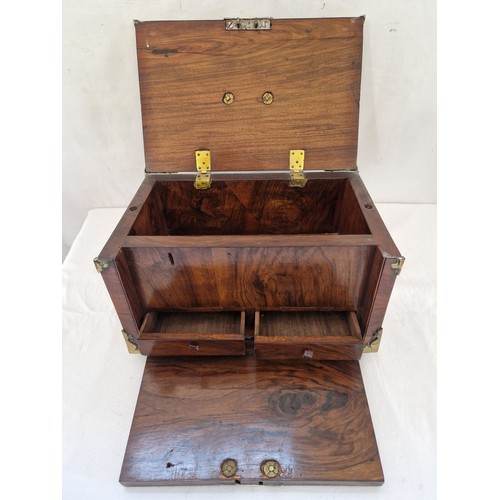 Walnut and brass mounted table-top chest with fitted interior and key