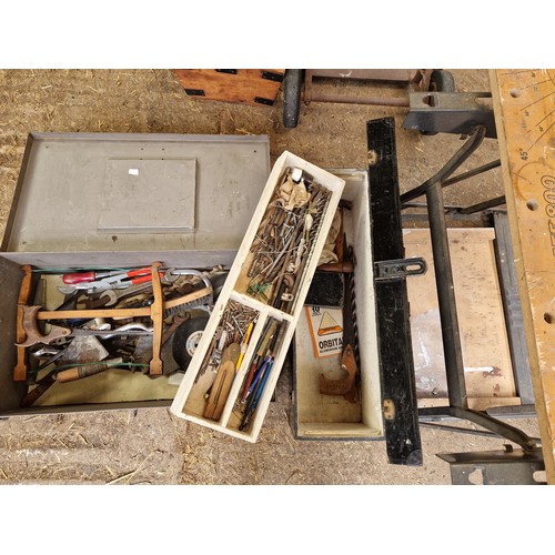 Workmate and two boxes of tools etc