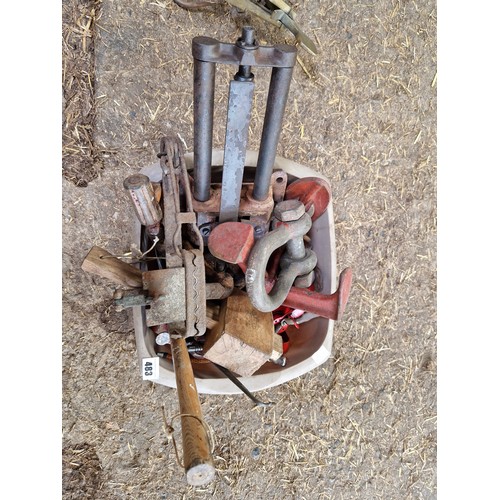 Qty of hand tools, vice, precision oil can etc