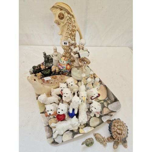 Various gloss and bisque ceramic figurines incl. wade tortoise, wade ...