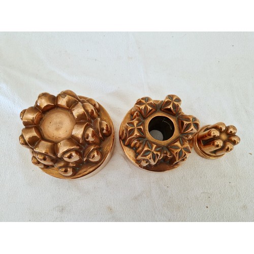 Three Victorian copper jelly moulds incl. largest and smallest by ...