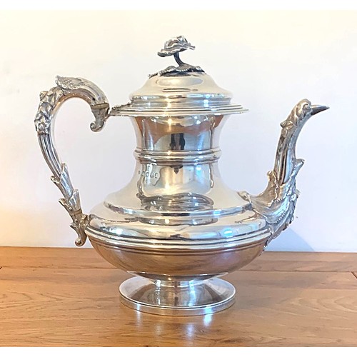 Silver teapot, by Charles Fox II London 1829, the domed and hinged ...
