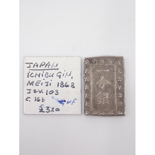 A Japan Ichibu coin dated as 1868 approx. 8.6 grams