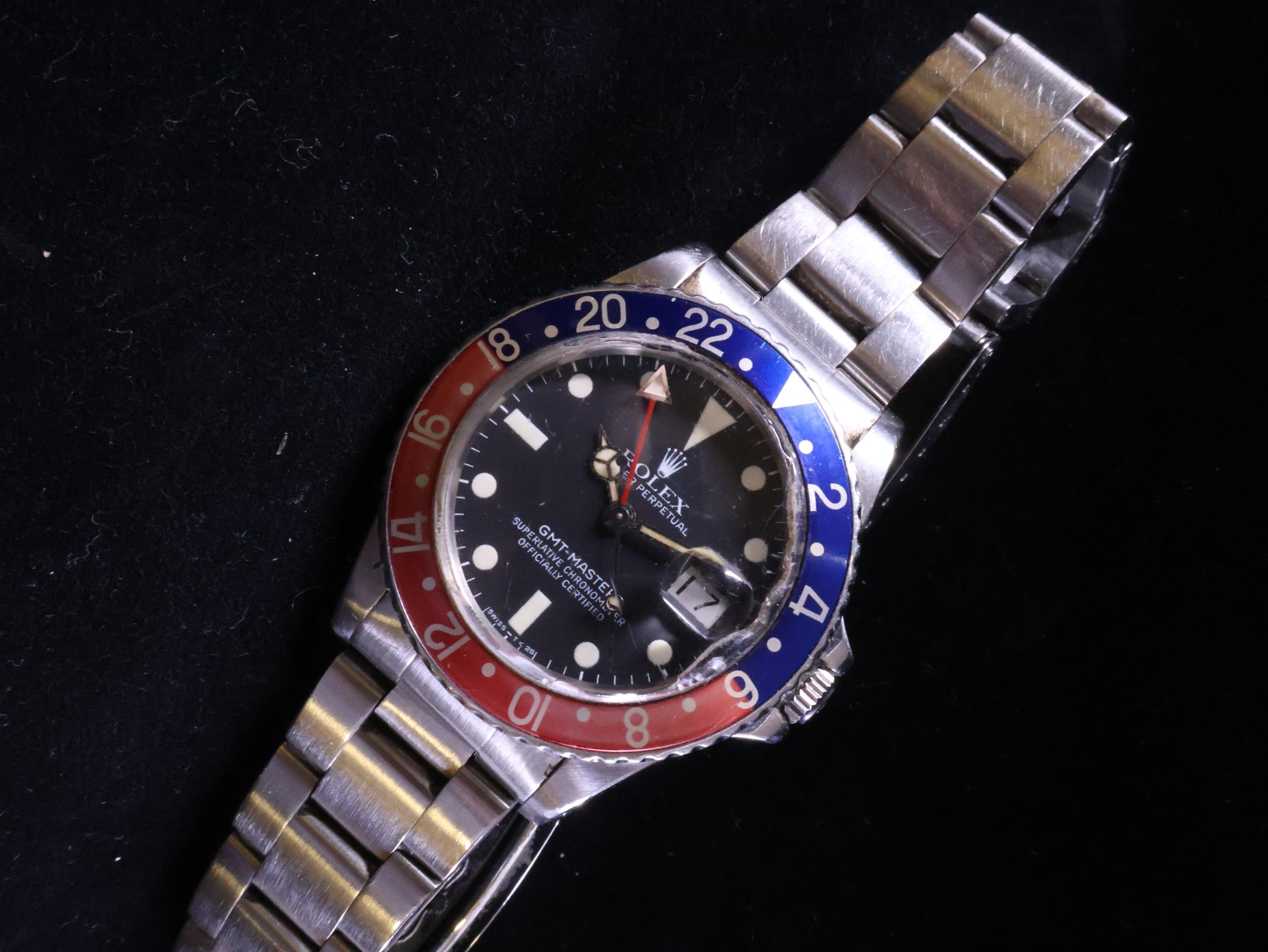 Rolex GMT-Master 16750 Wrist watch, the watch has the iconic Pepsi dial ...