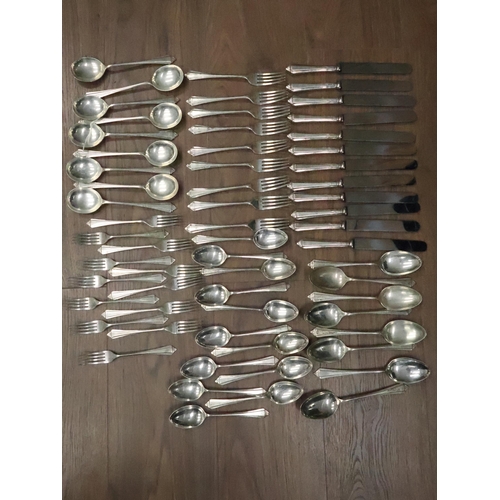 A part canteen of Irish silver cutlery Dublin 1937 by JMC total weight ...