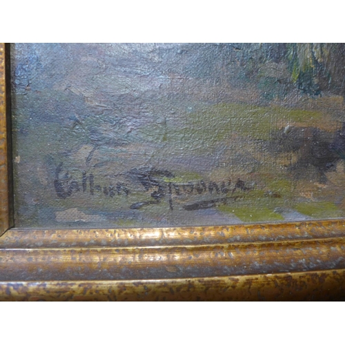 Arthur Spooner, (1873-1962) river landscape with a fisherman, oil on ...