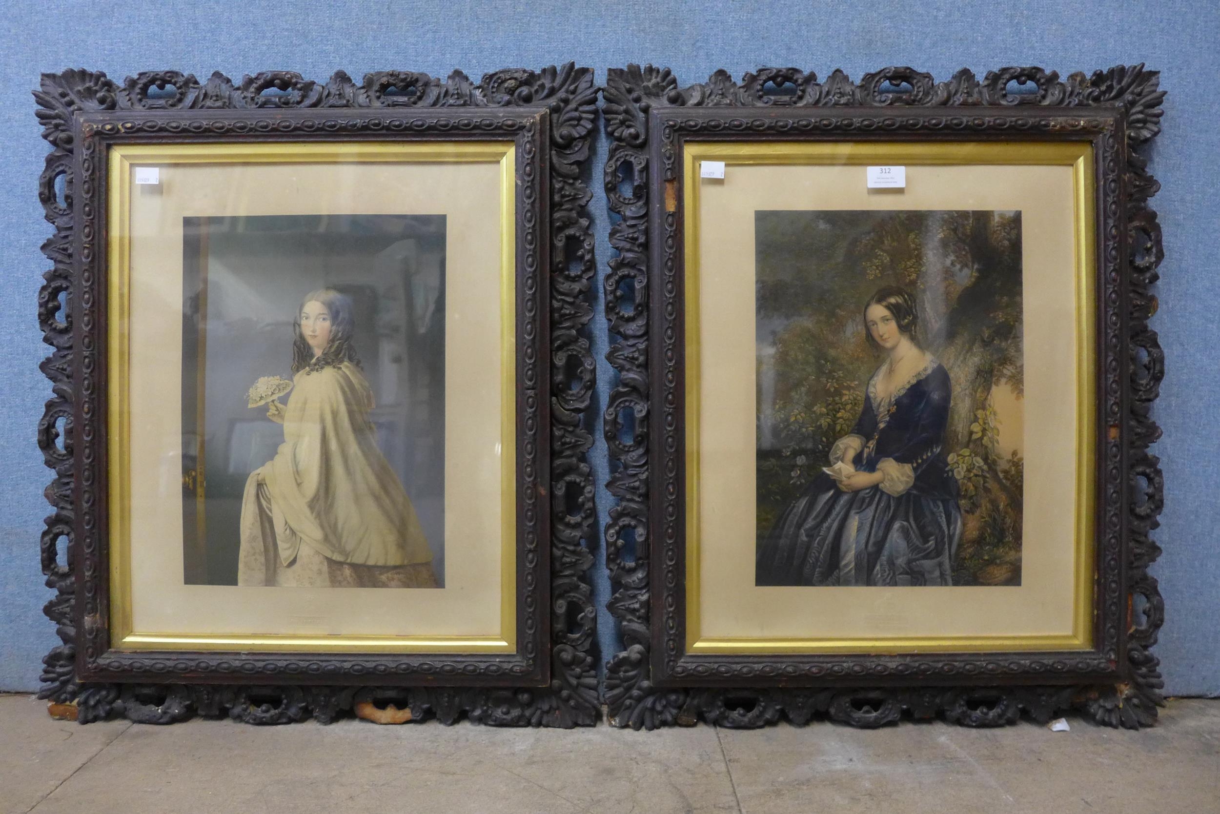 A pair of George Baxter prints, Bridesmaid and The Do Before Marriage ...