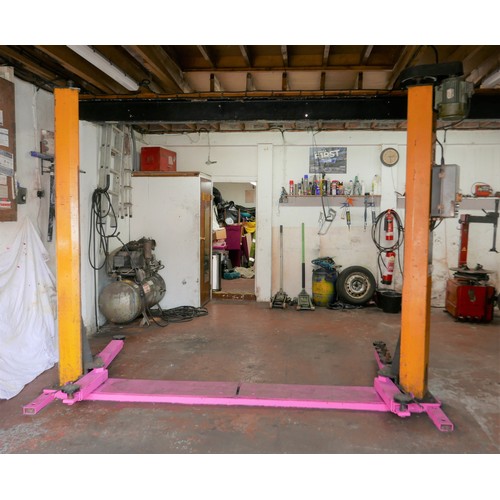 A Tecalemit Twintec MK5 2.5 tonne two-post automotive vehicle lift, cat ...