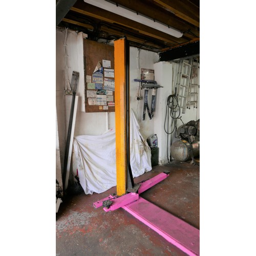 A Tecalemit Twintec MK5 2.5 tonne two-post automotive vehicle lift, cat ...