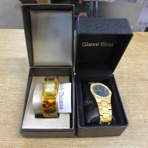 A Gianni Ricci gent's wristwatch and a Jacob Thomas woman's watch