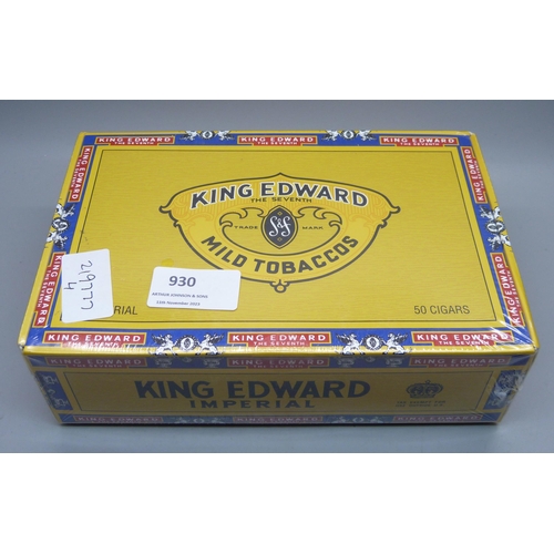 A sealed box of 50 King Edward Imperial cigars