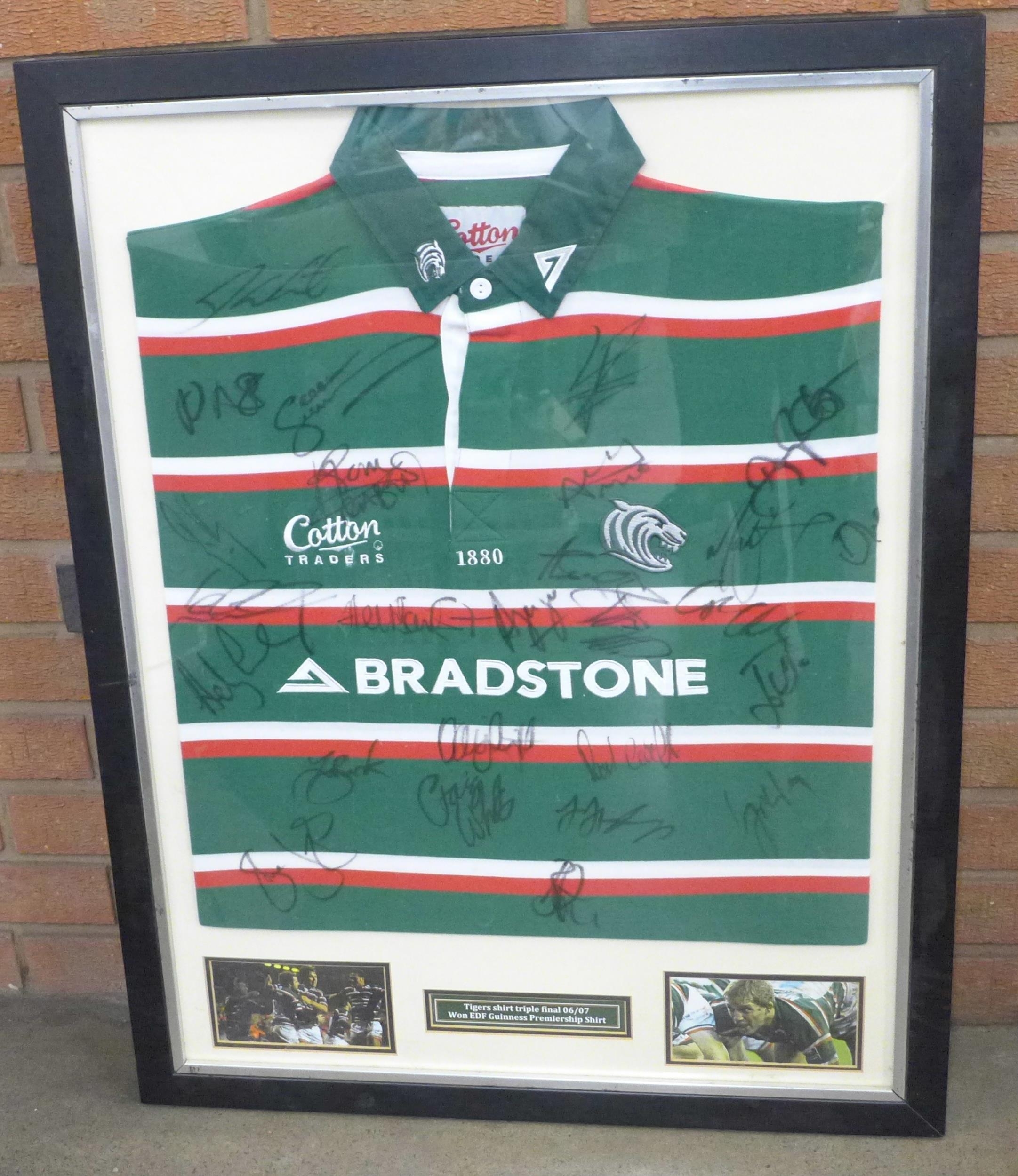 A signed rugby shirt, Tigers shirt Triple Final 2006/2007 EDF Guinness ...